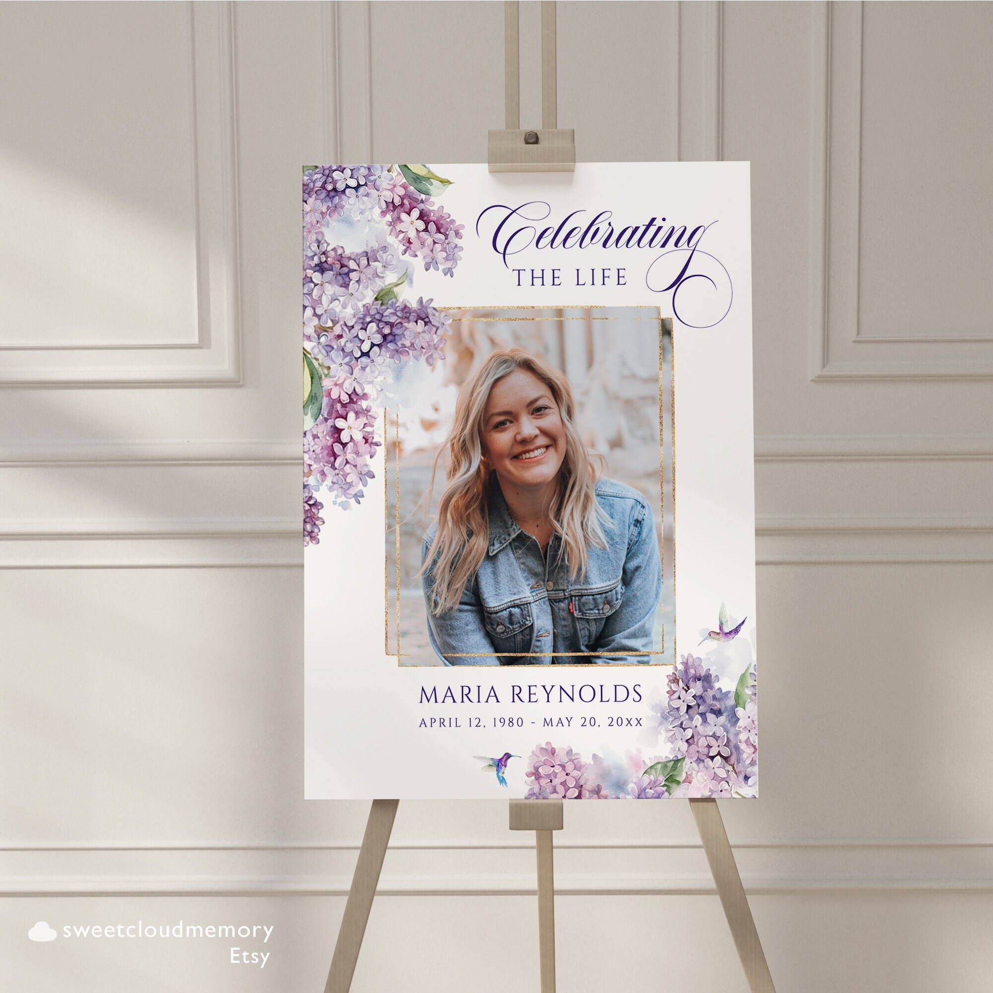 Lilac Floral Funeral Sign Lilac Humming Bird Memorial Service Violet ...