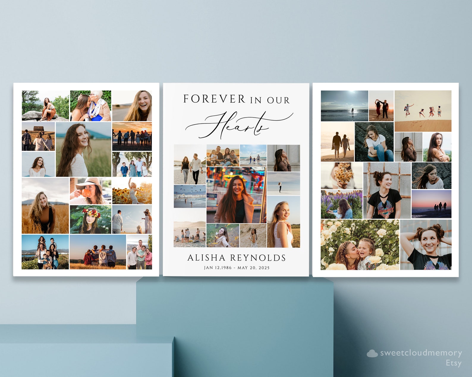 Memorial Collage Poster Funeral Simple Collage Poster Sign Poster ...