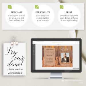 Fall Forest Funeral Program Template Orange Landscape Funeral Memorial ...