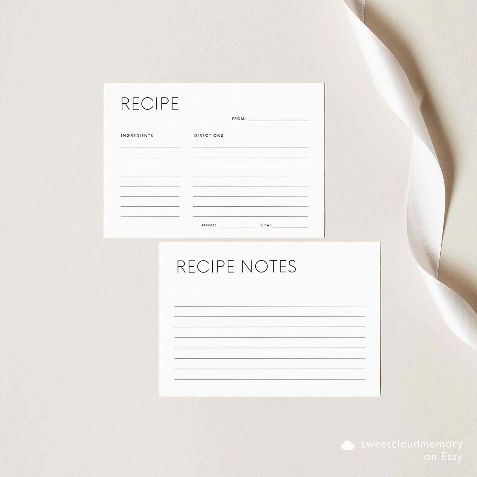 Modern Recipe Card Template Editable Gold Frame Recipe Card - Etsy