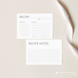 Modern Recipe Card Template Editable Gold Frame Recipe Card Minimalist ...