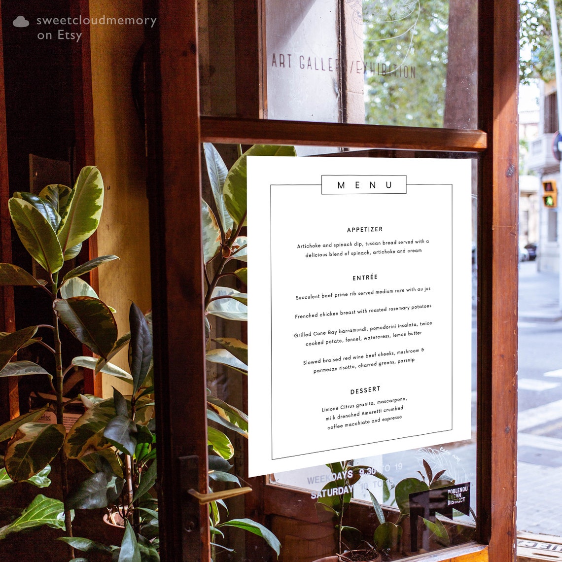 Editable Simple Menu Card Template Printable Minimal Menu Sign | Etsy