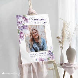 Lilac Floral Funeral Sign Lilac Humming Bird Memorial Service Violet ...