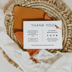 Business Thank You Card Template Simple Thank You Package Insert ...