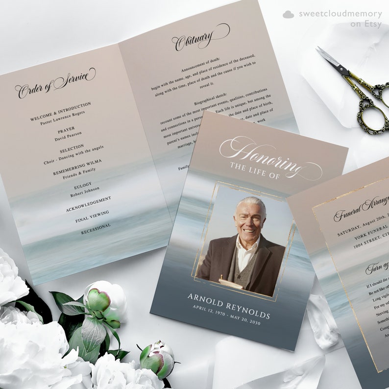 Ocean Funeral Program Template Seascape Funeral Memorial - Etsy