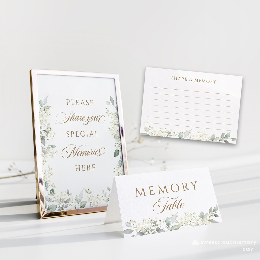 Share A Memory Card and Sign for Funeral Greenery Share Memory Table ...