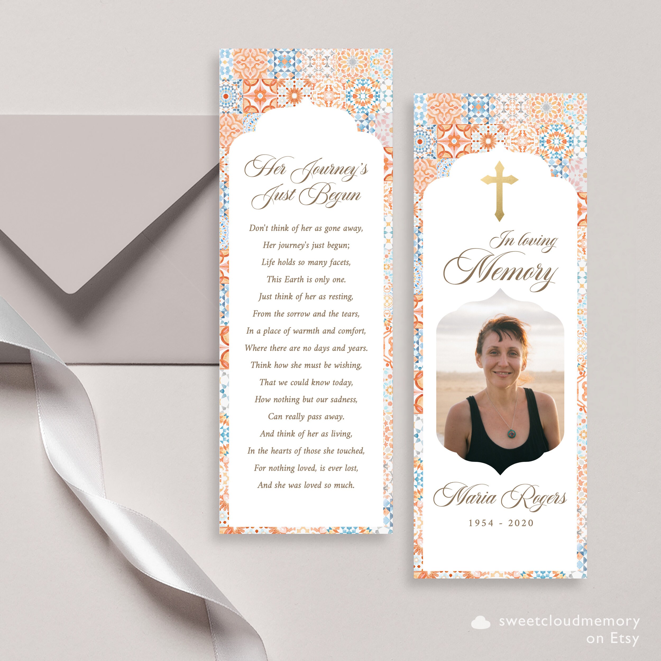 In loving memory bookmarkOrange arch Funeral Bookmark | Etsy