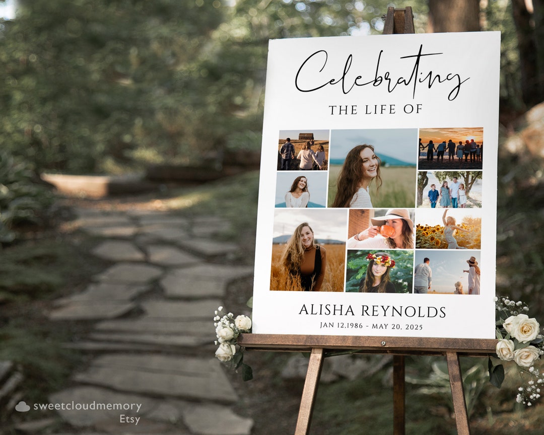 Funeral Welcome Collage Sign Simple Funeral Multiple Photo Poster ...