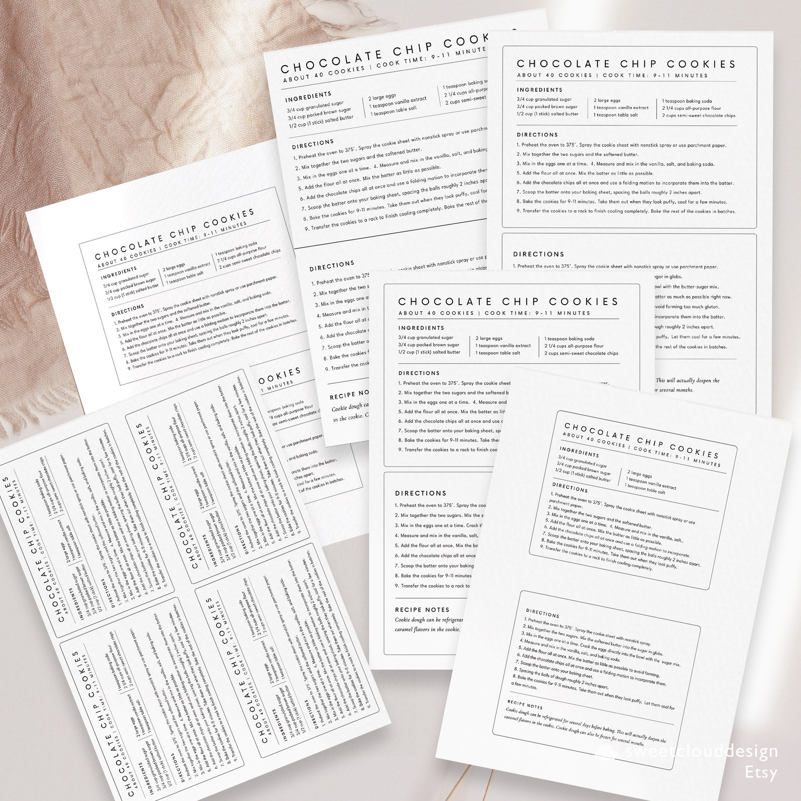 Minimal Recipe Card Averytemplate Editable Simple Recipe Card Avery ...