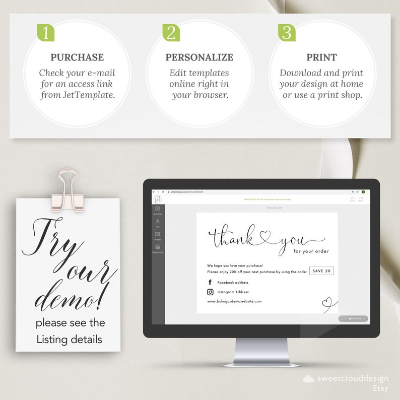 5 Sizes Business Thank You Card Template Simple Thank You - Etsy