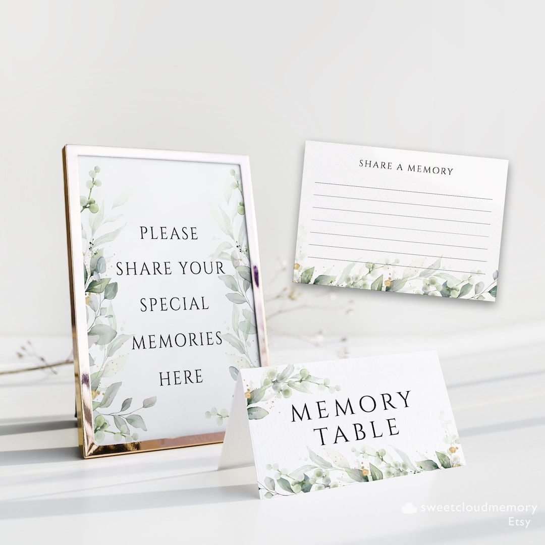 Share A Memory Card and Sign for Funeral Greenery Share Memory Table ...