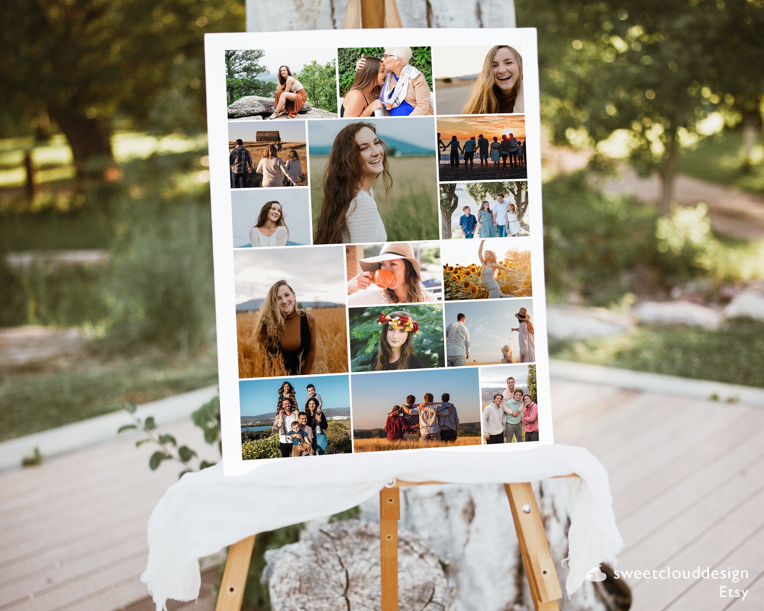 HEART Memorial Collage Sign Template Funeral Photo Poster Funeral ...