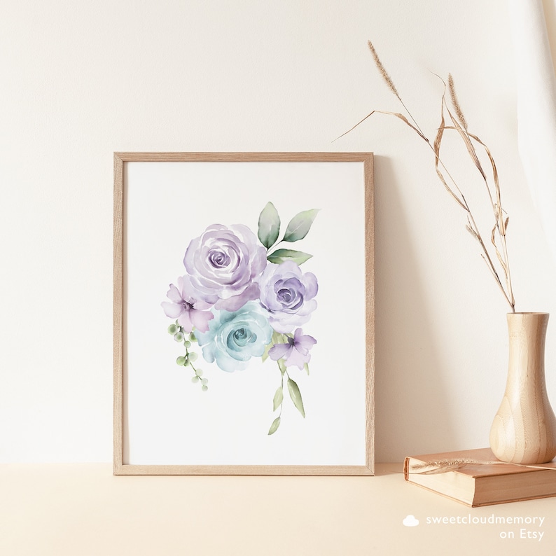 Lavender Floral Wall Art Prints Lilac Printable Flower Art | Etsy