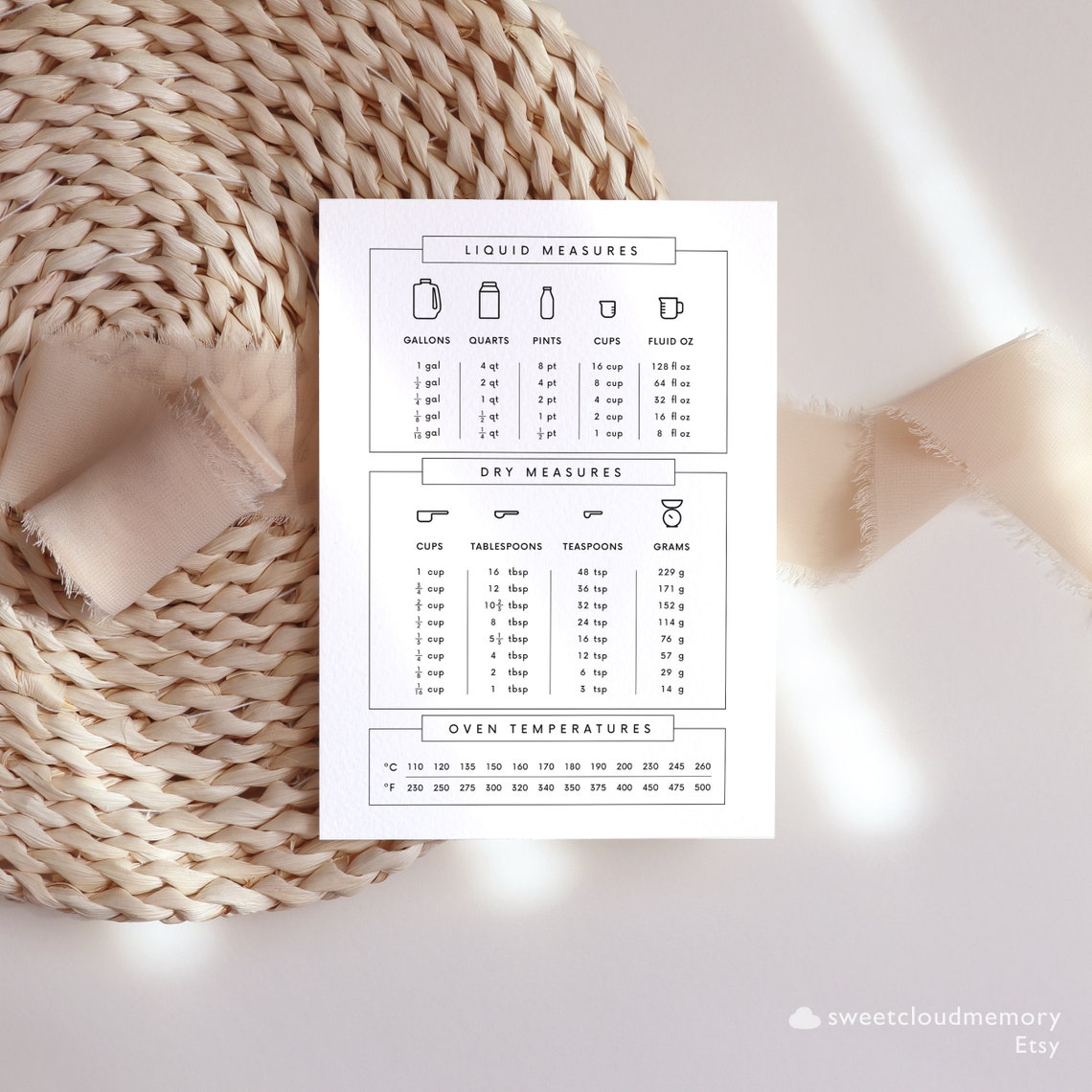 Kitchen Conversion Chart Oven Temperature Kitchen Guide - Etsy