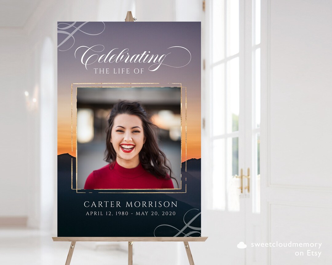 Celebrating the Life of Sign Life Celebration Sunset Sign Orange Purple ...