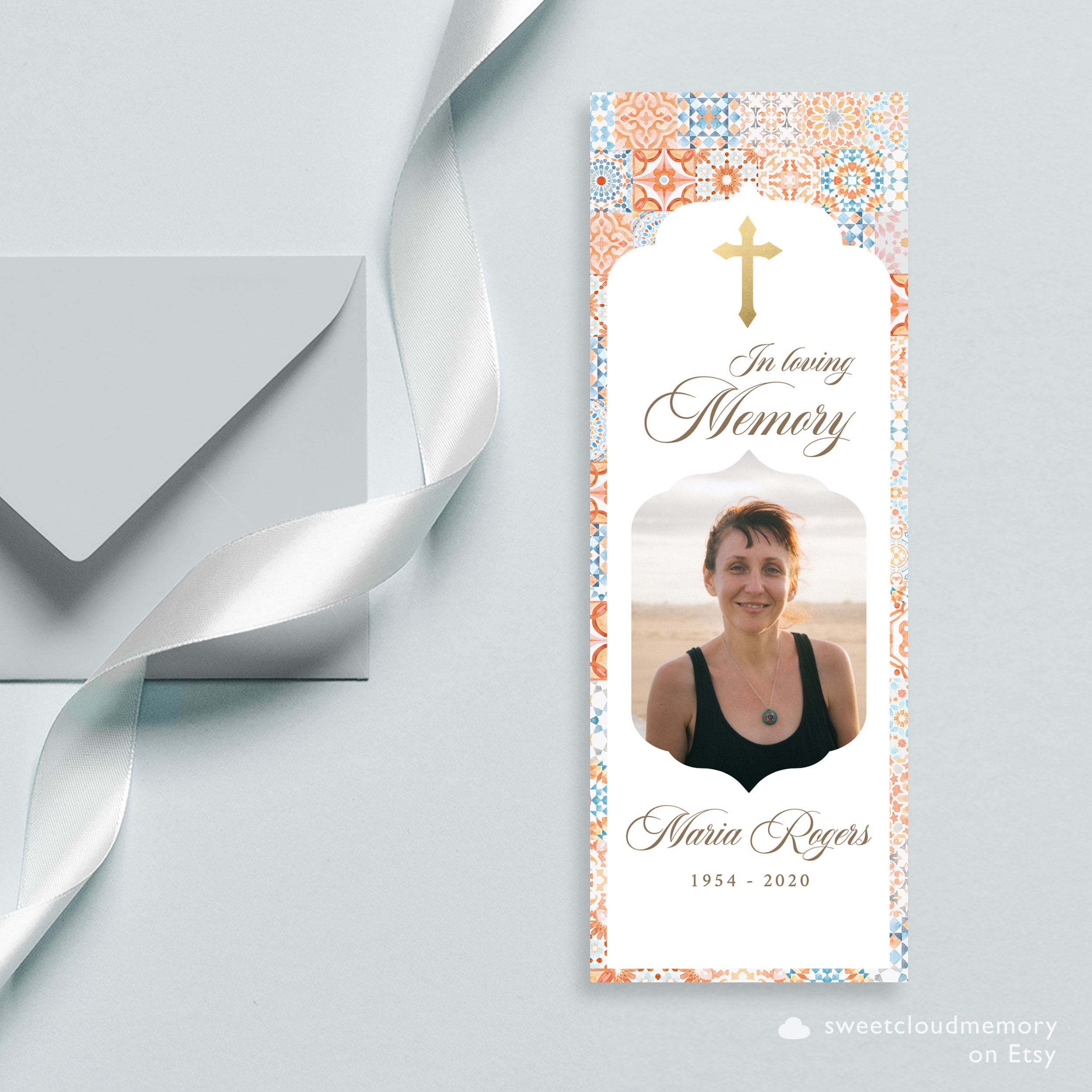 In loving memory bookmarkOrange arch Funeral Bookmark | Etsy