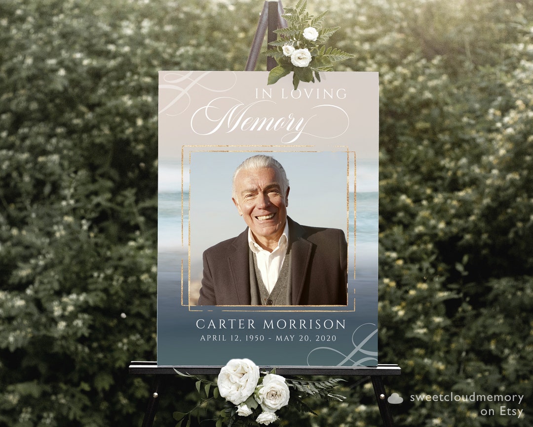 Ocean Funeral Poster Template in Loving Memory Sign Celebrating the ...