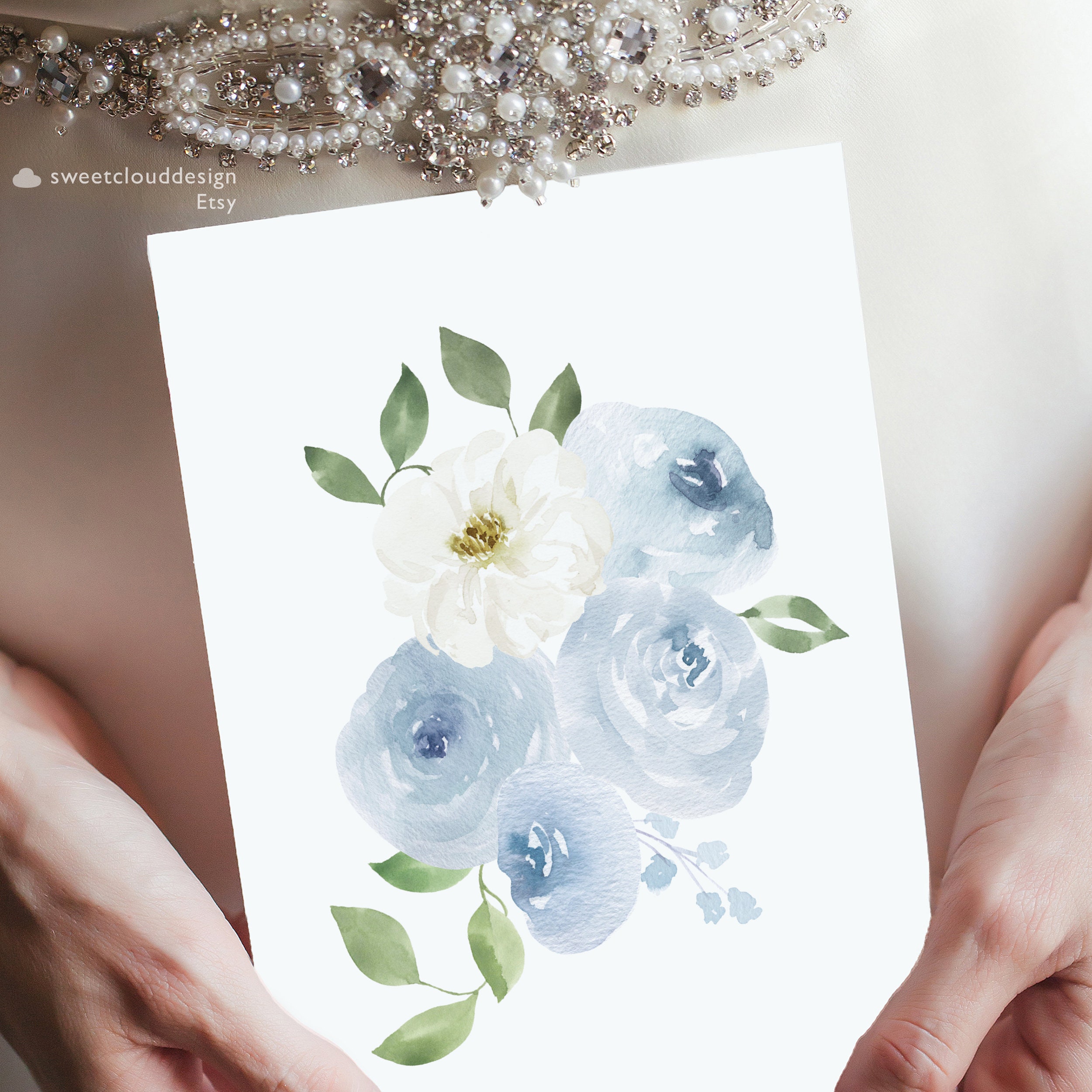 Blue Nursery Printable, Baby Boy Nursery, Baby Shower Gift,flower Wall ...