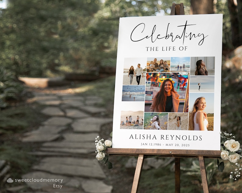 Funeral Collage Welcome Sign Memorial Collage Photo Sign - Etsy