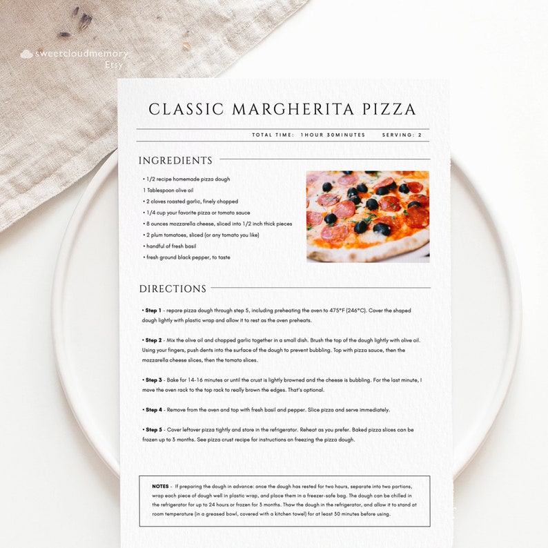 A4 Simple Editable Recipe Template Recipe Digital Download - Etsy UK