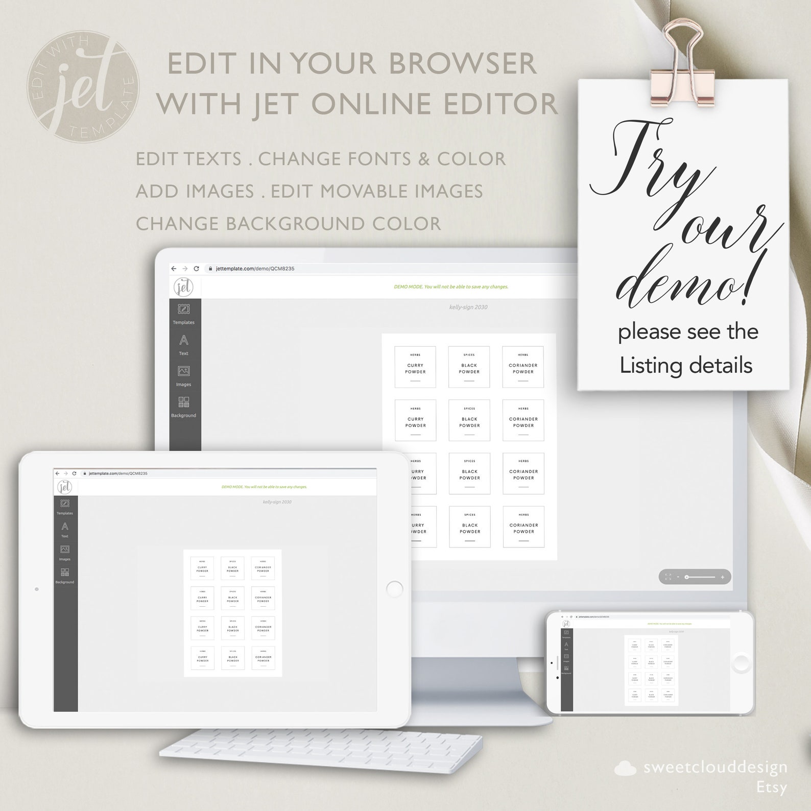 Editable Avery Spice Jar Labels Modern Minimalist Printable Spice Jar ...