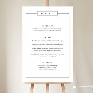 Editable Simple Menu Card Template Printable Minimal Menu Sign Modern ...