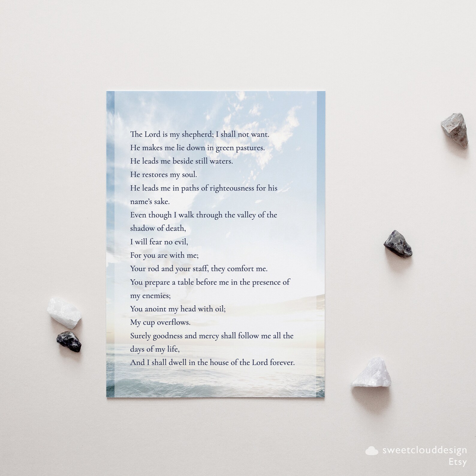 Blue Sky Background Funeral Photo Prayer Card Sky Gold Editable Funeral ...