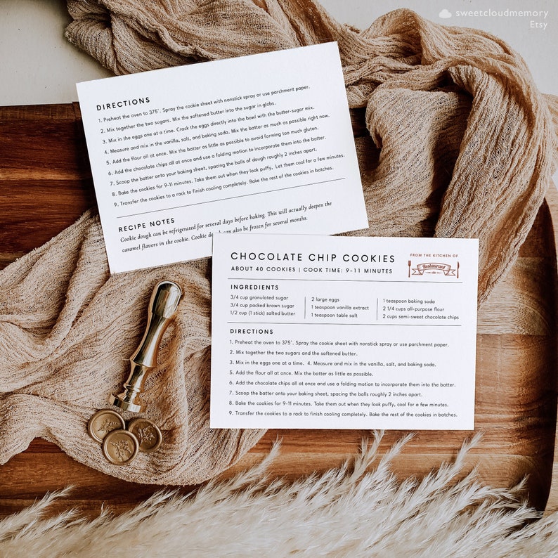 Business Minimal Recipe Card Template Editable Simple Recipe - Etsy