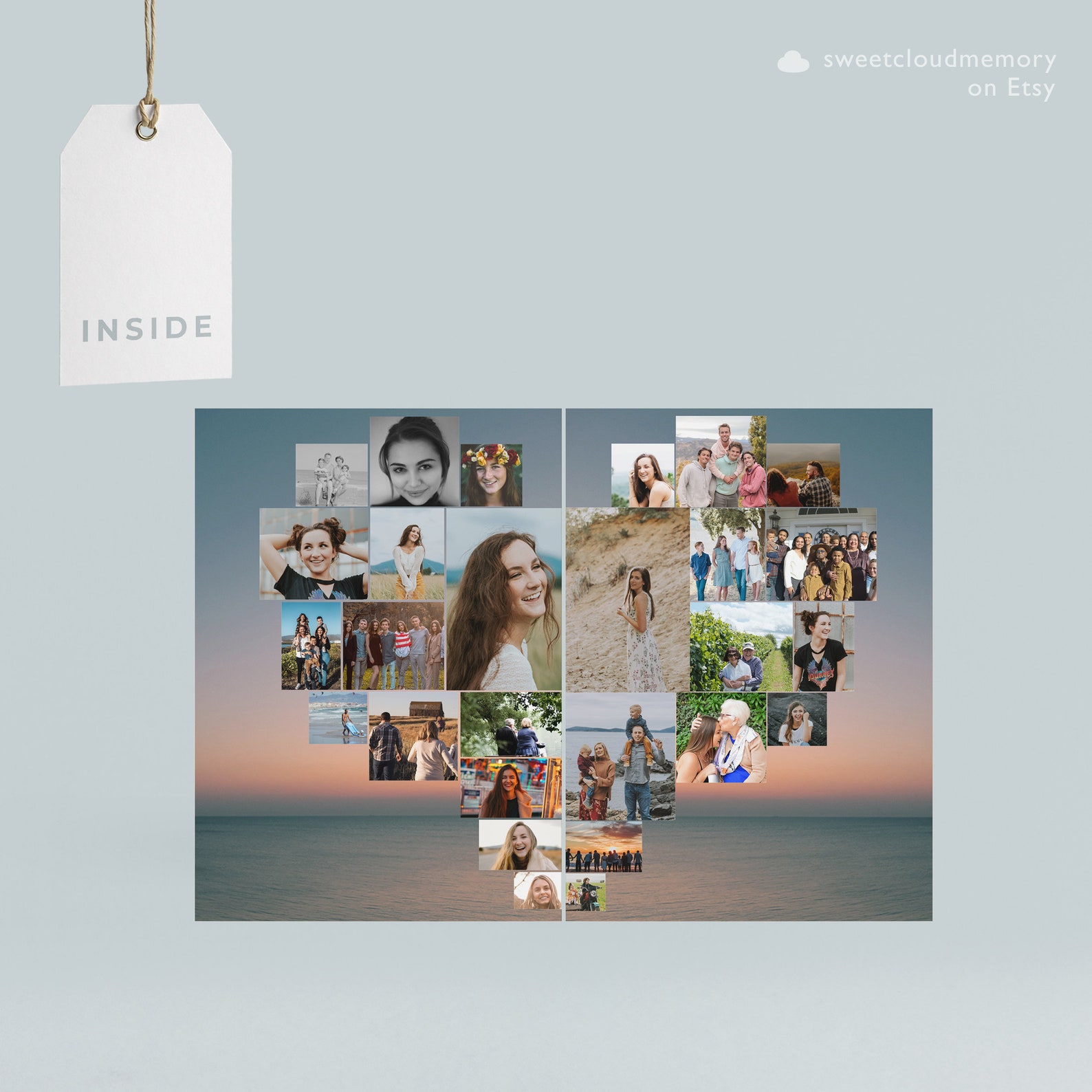 Funeral Program Collage Template Heart Collage Program Simple Photo ...