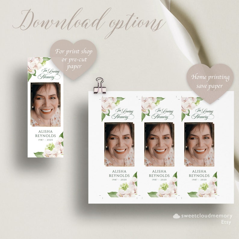 Orchid in Loving Memory Bookmark Templateorchid Honoring the - Etsy