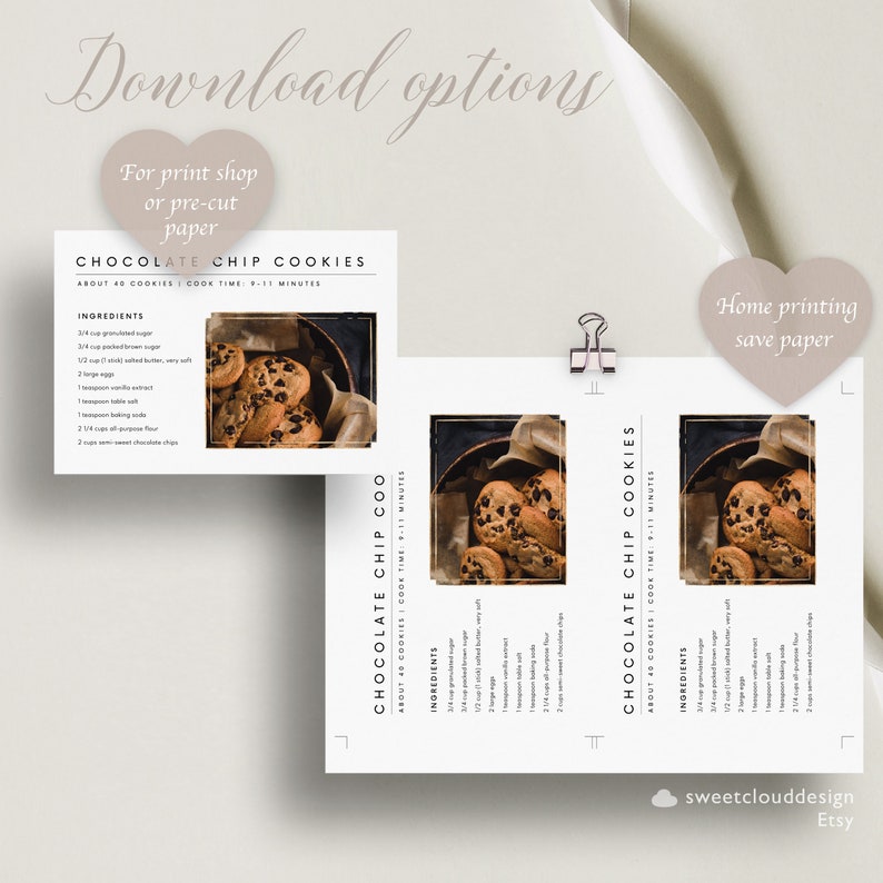 Modern Recipe Card Template Editable Gold Frame Recipe Card - Etsy