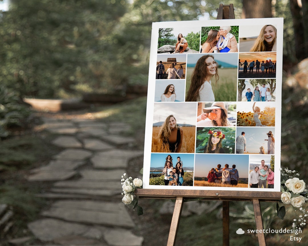 Funeral Collage Sign Memorial Service Celebrating the Life Multiple ...