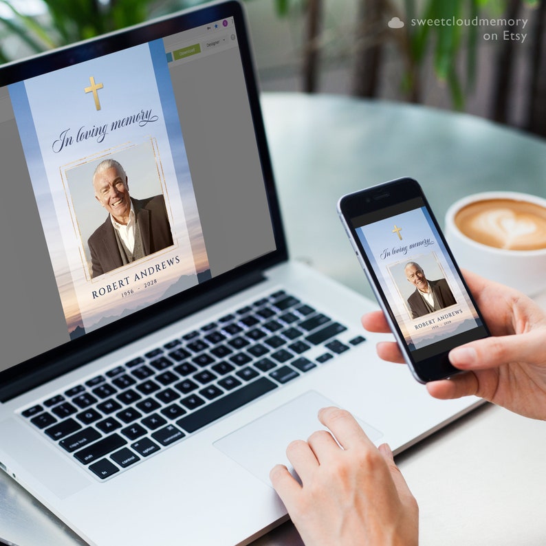 Sky Sunset Background Funeral Photo Prayer Card Editable - Etsy Canada