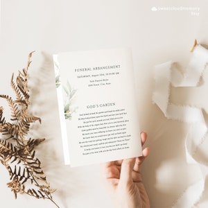 Funeral Program Template Greenery Funeral Memorial Program Funeral ...