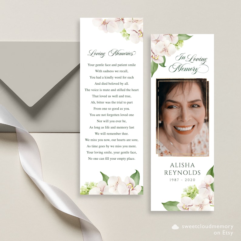 Orchid in Loving Memory Bookmark Templateorchid Honoring the - Etsy