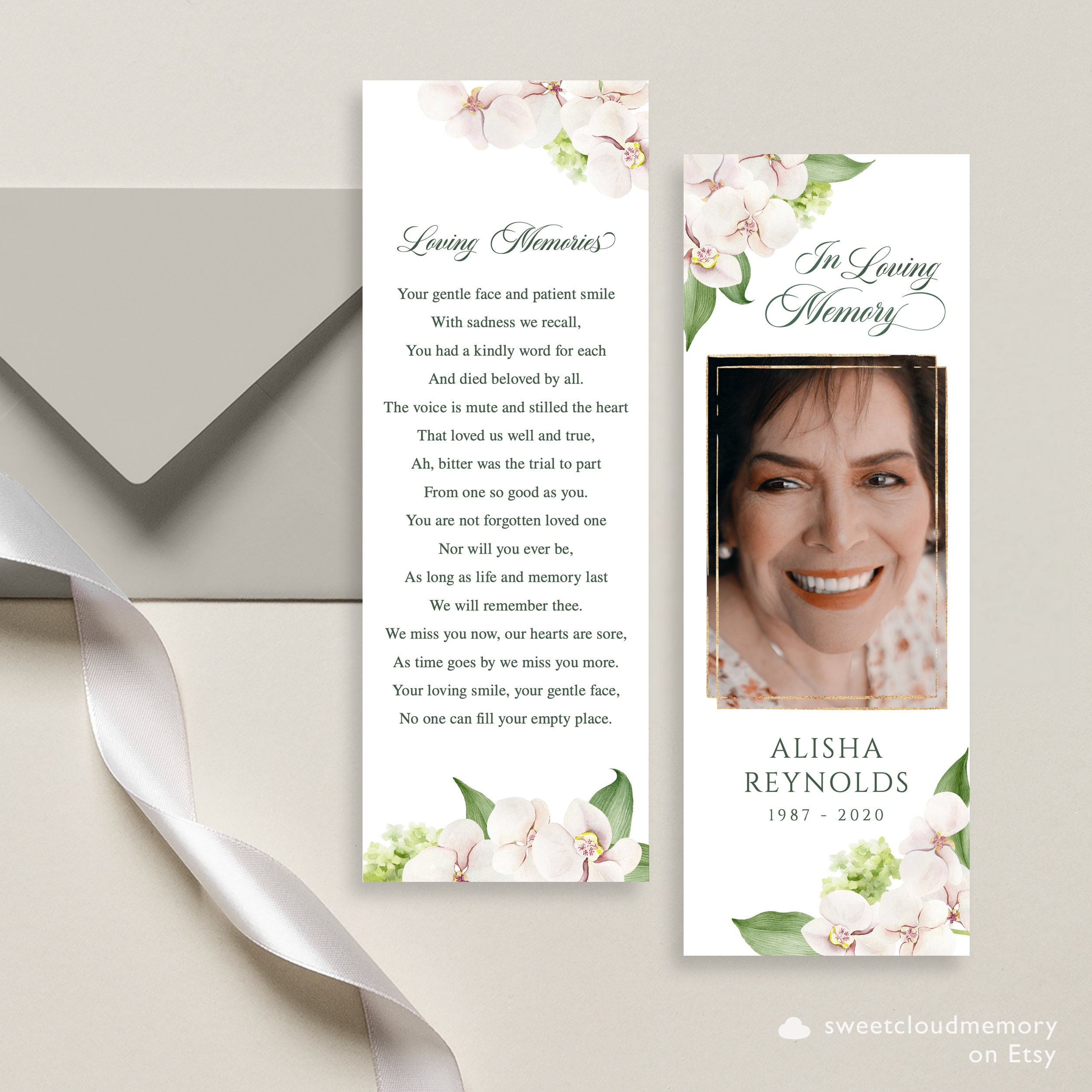 Orchid in Loving Memory Bookmark Templateorchid Honoring the - Etsy