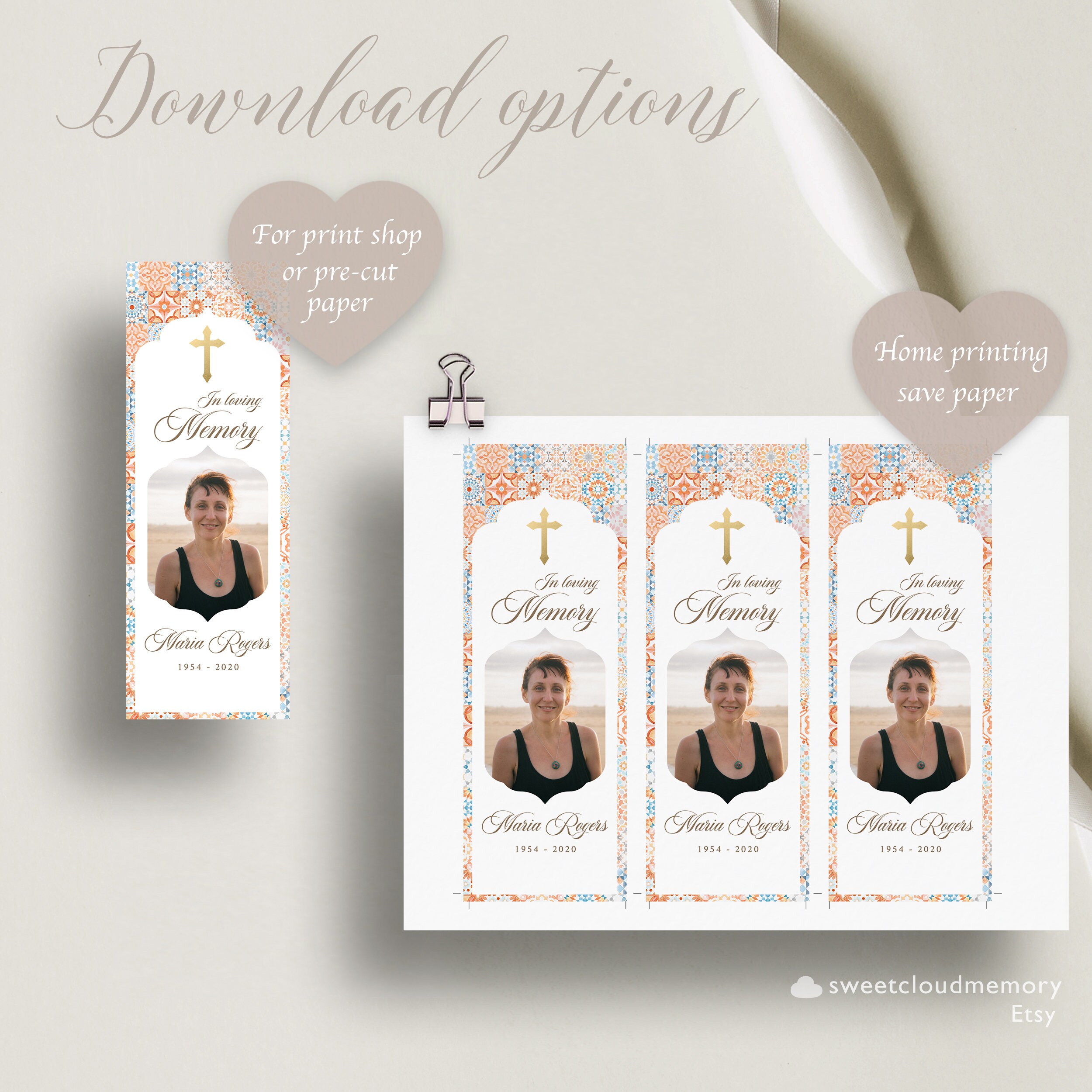 In loving memory bookmarkOrange arch Funeral Bookmark | Etsy