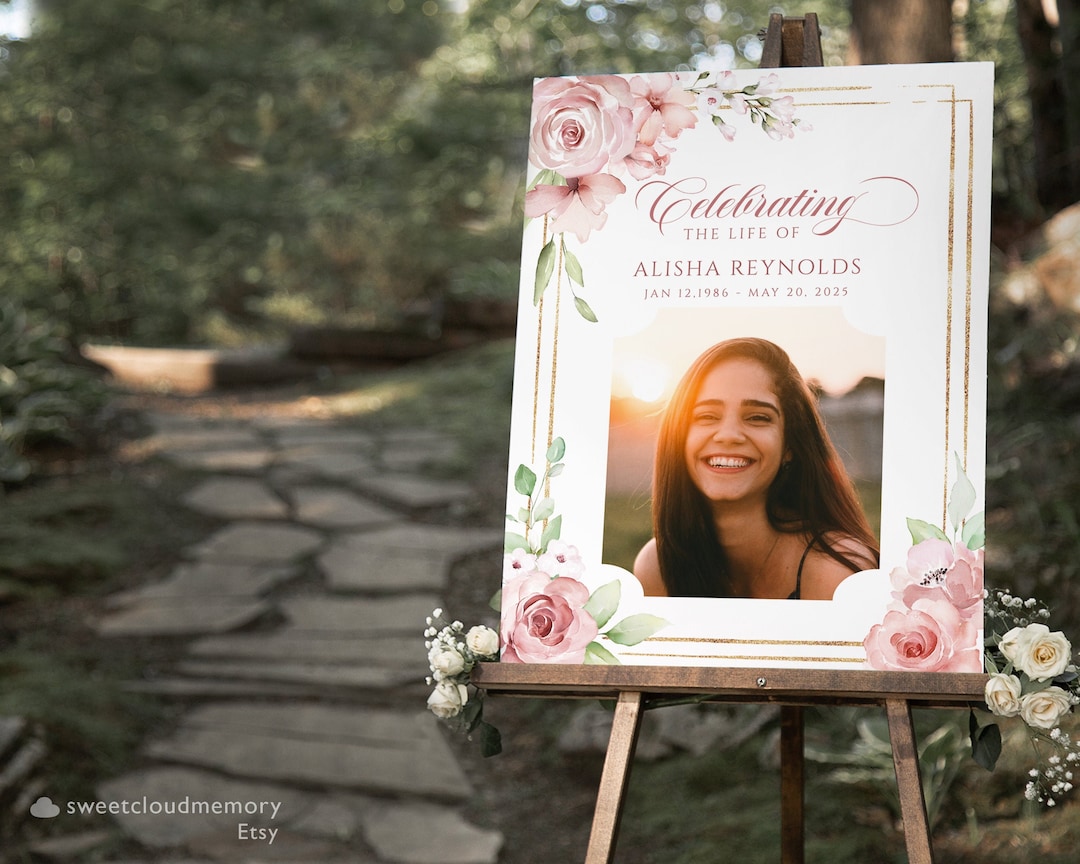 Blush Floral Celebrating the Life Sign Life Celebration Sign Pink ...