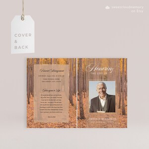 Fall Forest Funeral Program Template Orange Landscape Funeral Memorial ...