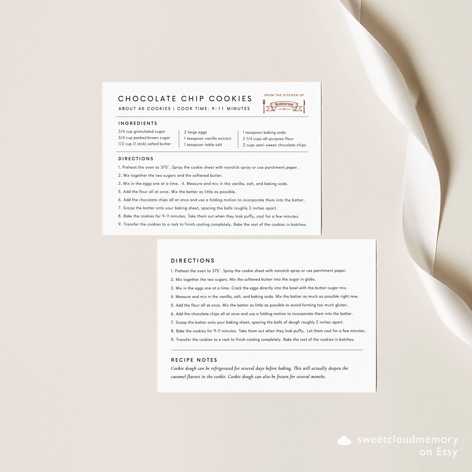 Business Minimal Recipe Card Template Editable Simple Recipe - Etsy