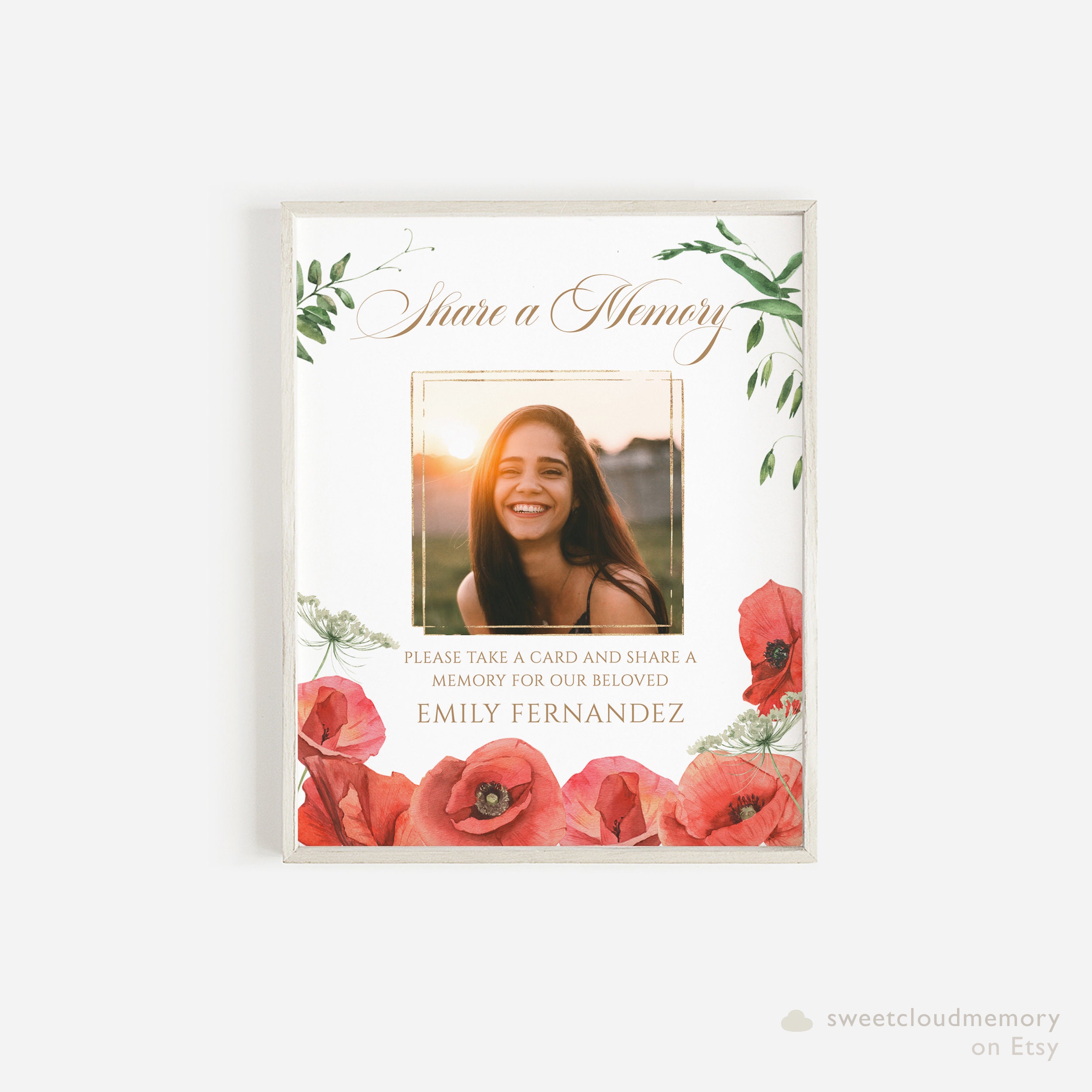 Red Poppy Share A Memory Card and Sign for Funeralred Wild - Etsy