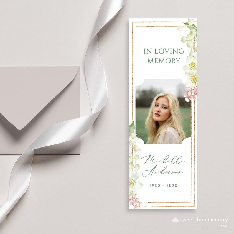 Lily of the Valley Floral Funeral Bookmark Template White Flower ...