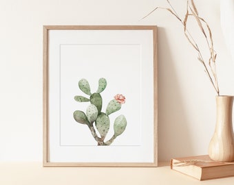 Handmade Watercolor Pink and Green Cactus Download and Print Art - Etsy
