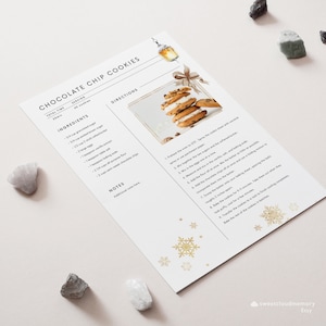 Holiday Recipe Card Template Christmas Editable Simple Recipe Card ...