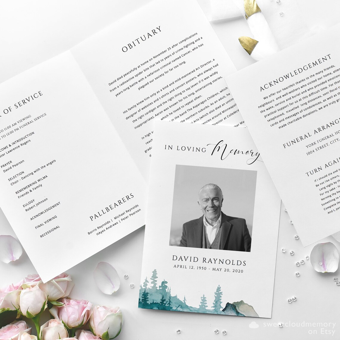 Classic Funeral Program Template Funeral Memorial Program - Etsy