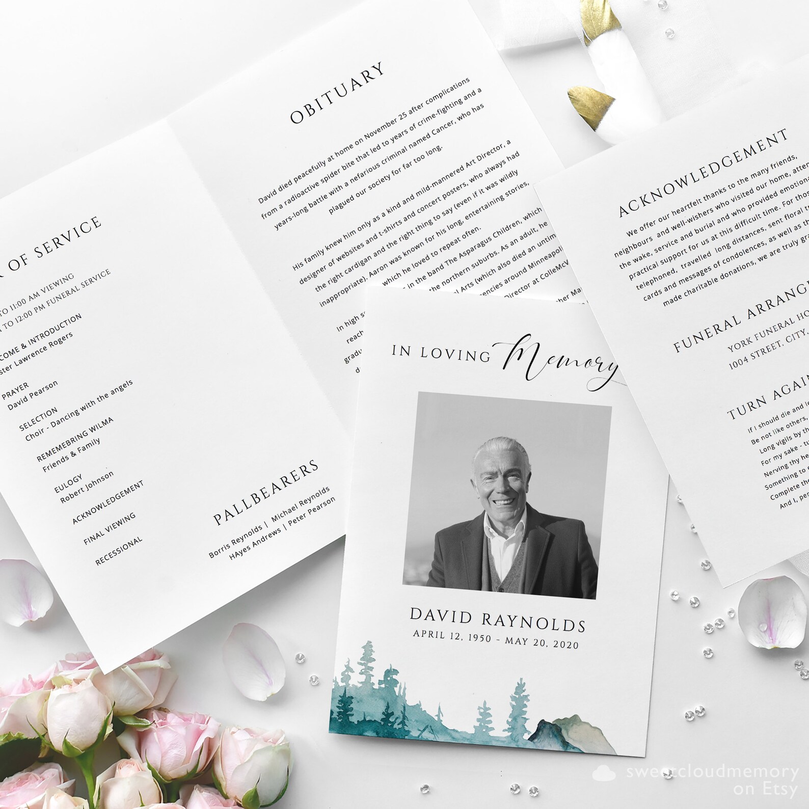 Classic Funeral Program Template Funeral Memorial Program - Etsy