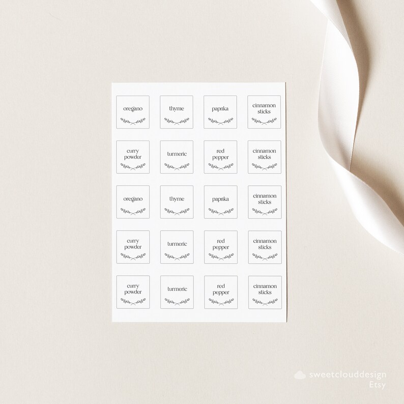 Editable Avery Spice Jar Labels Floral Minimalist Printable Spice Jar ...