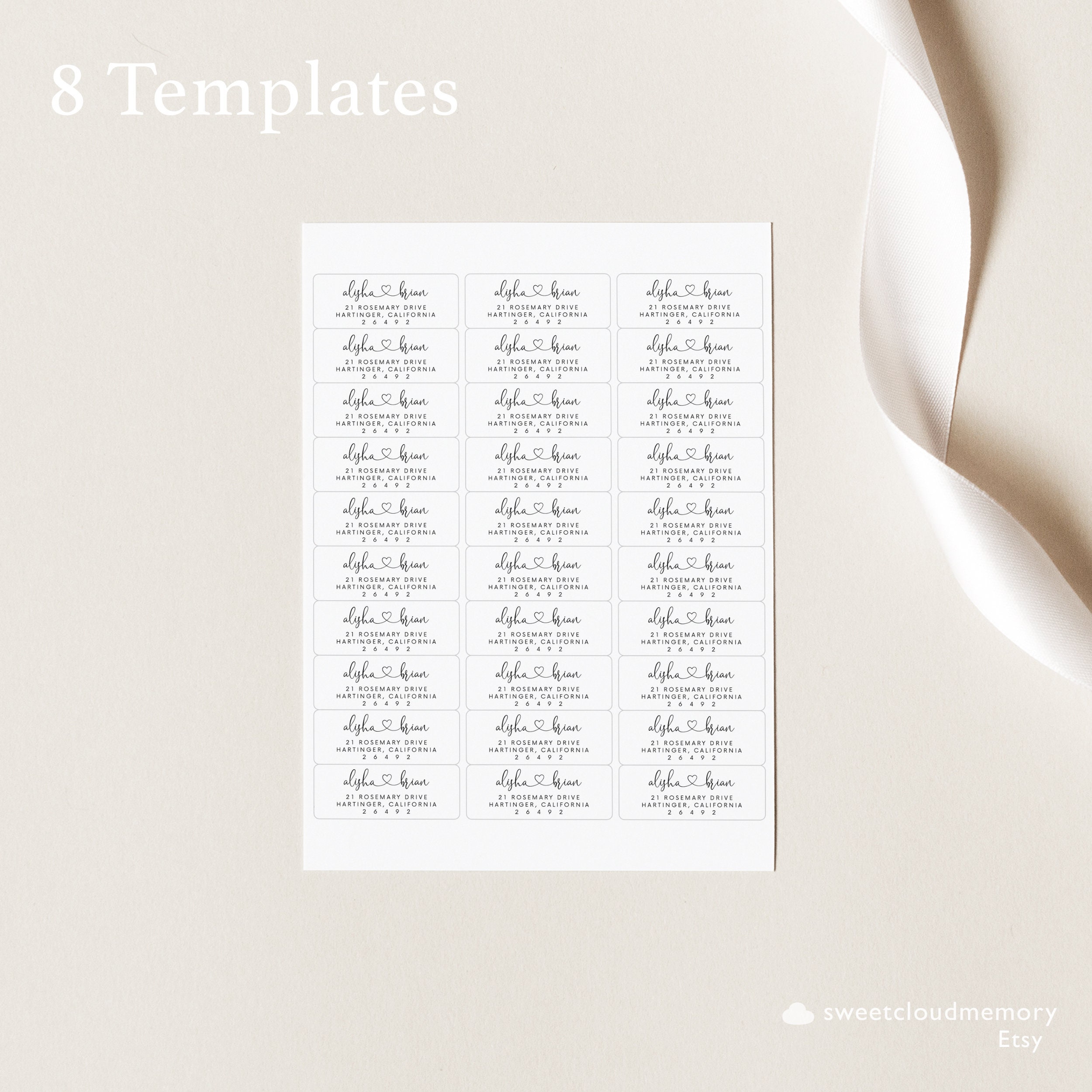 Editable Minimal Return Address Labels Template DIY Avery Address Label ...