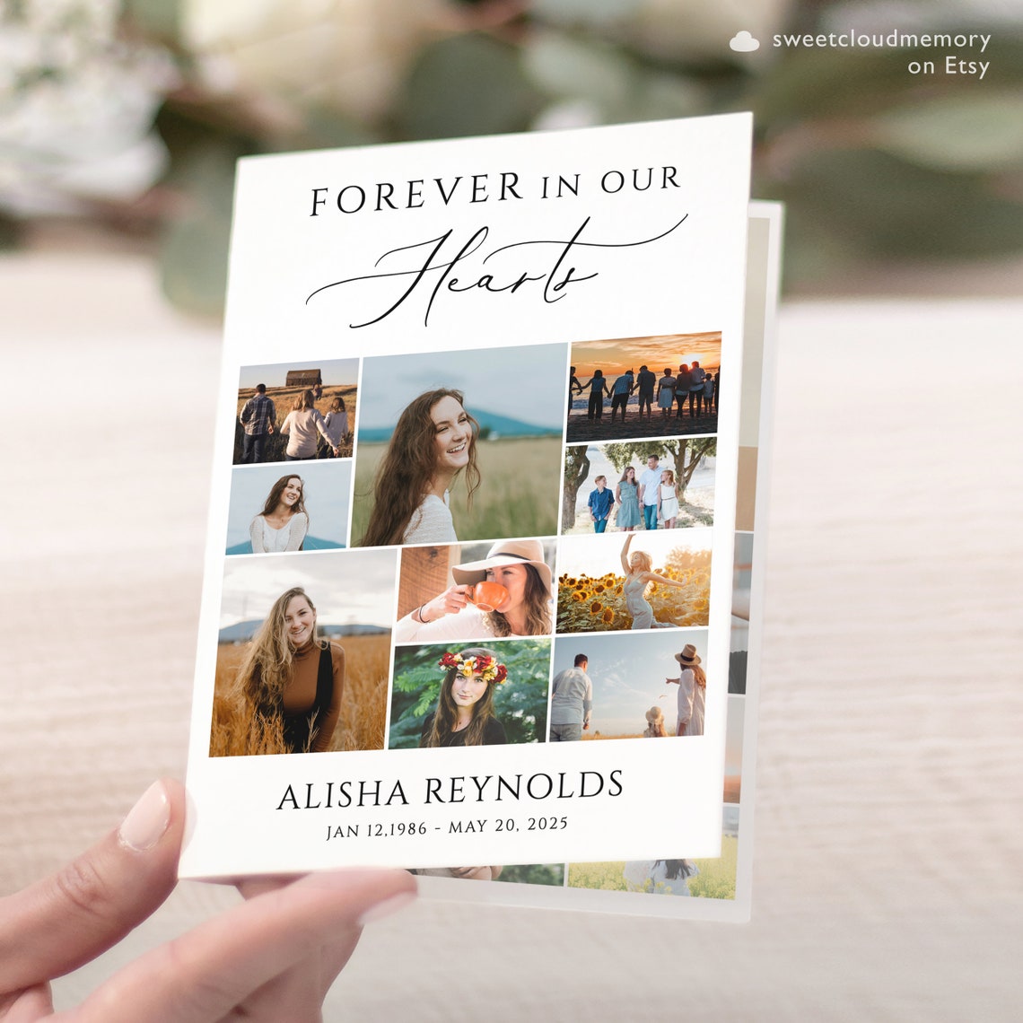 Funeral Collage Program Template Simple Photo Funeral Program - Etsy