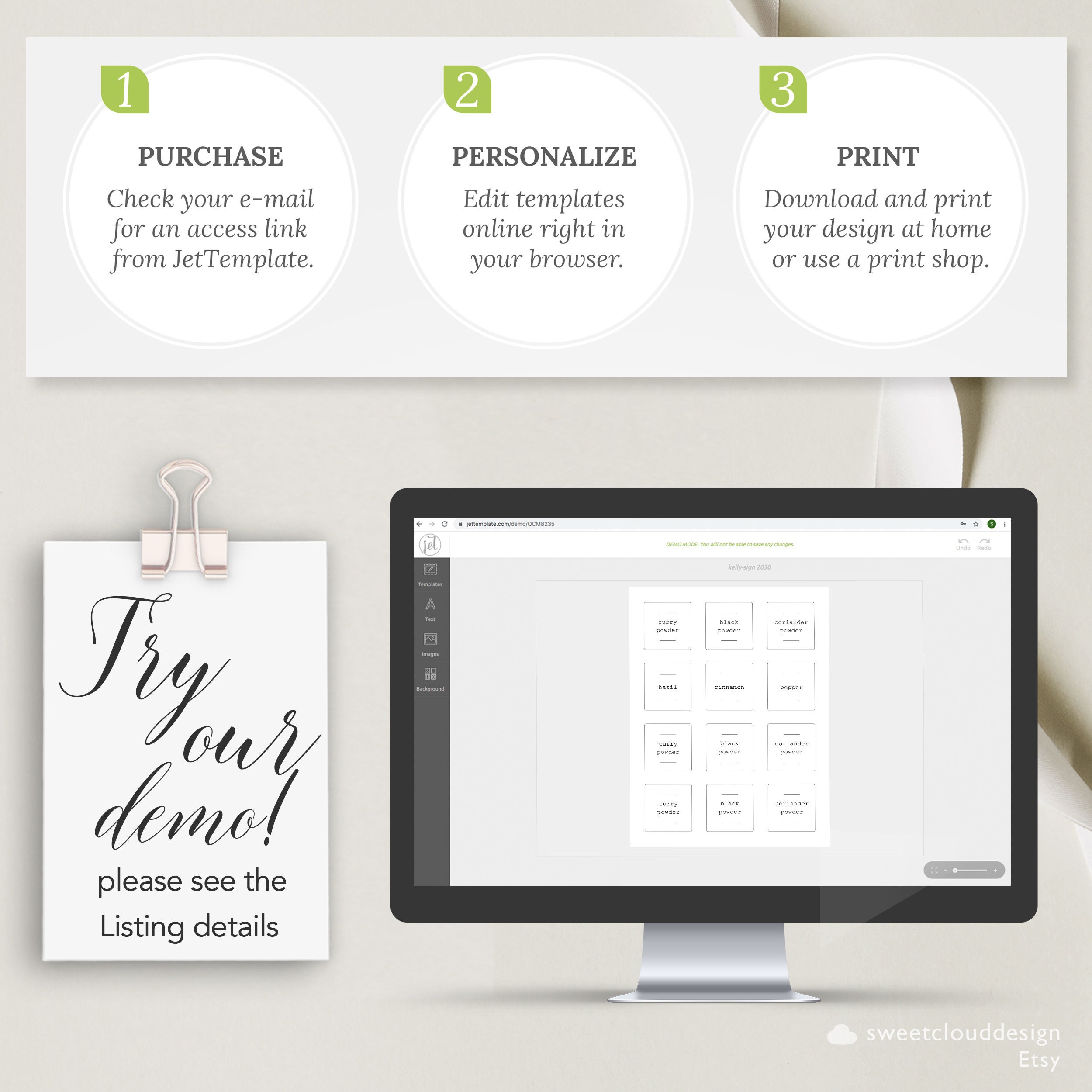 Online Labels Square Editable Sticker Label Spice Jar - Etsy